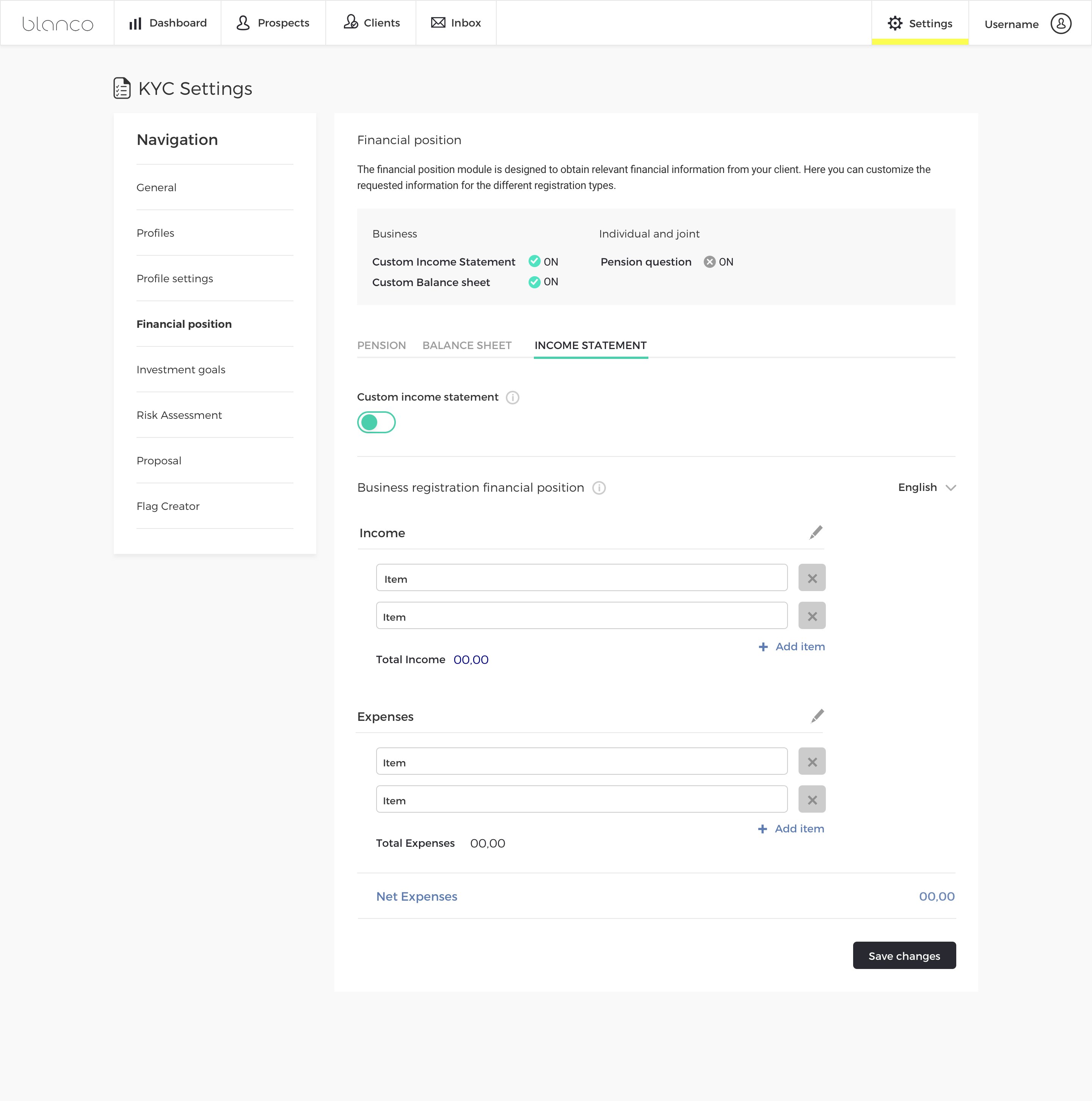 Flexible Income Statement In The Financial Investment Plan Blanco flexible-income-statement-in-the-financial-investment-plan-blanco